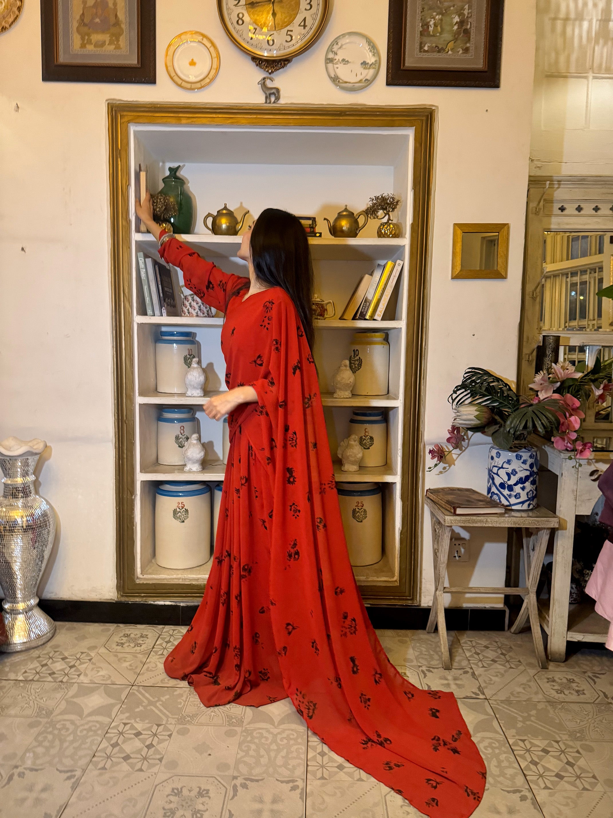 Red Maxi Saree – Rain Closet